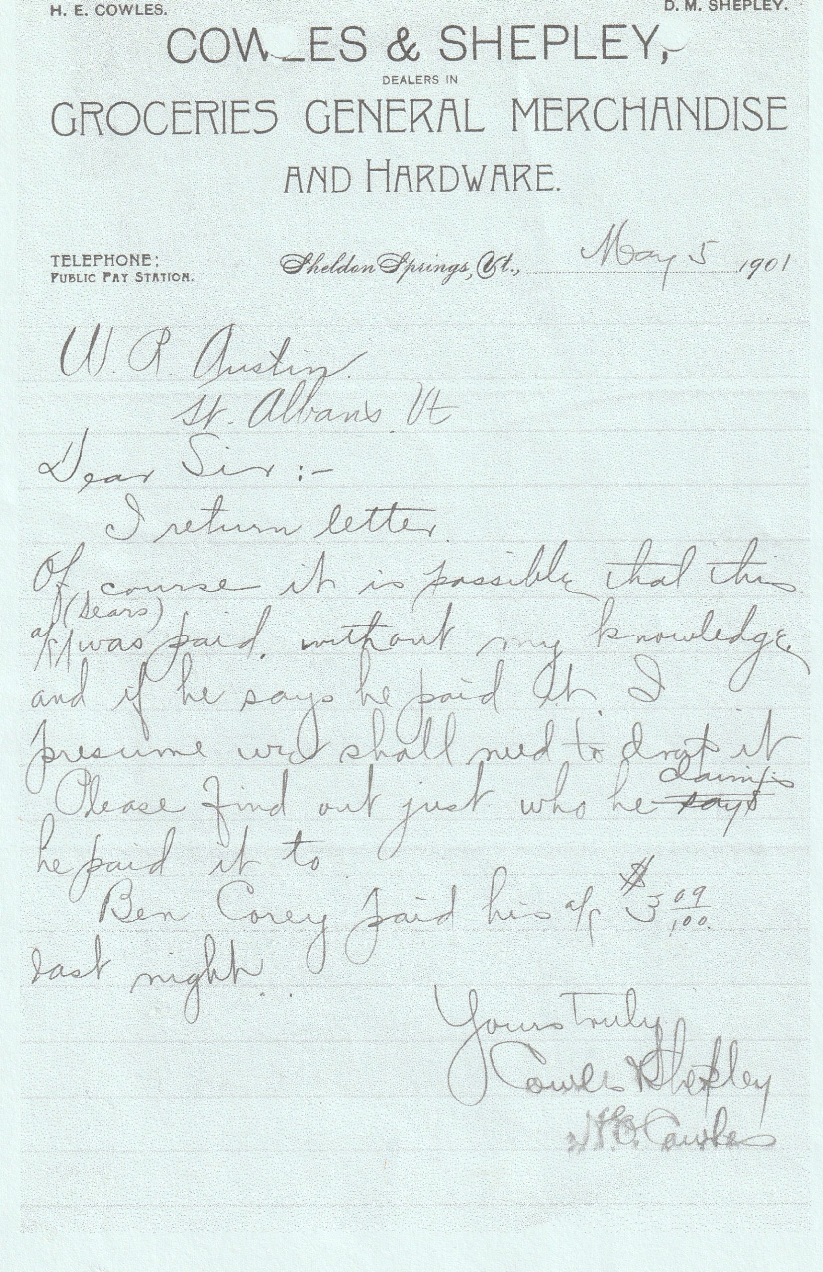 The Missisquoi Pulp and Paper Company Store | Sheldon Historical Society